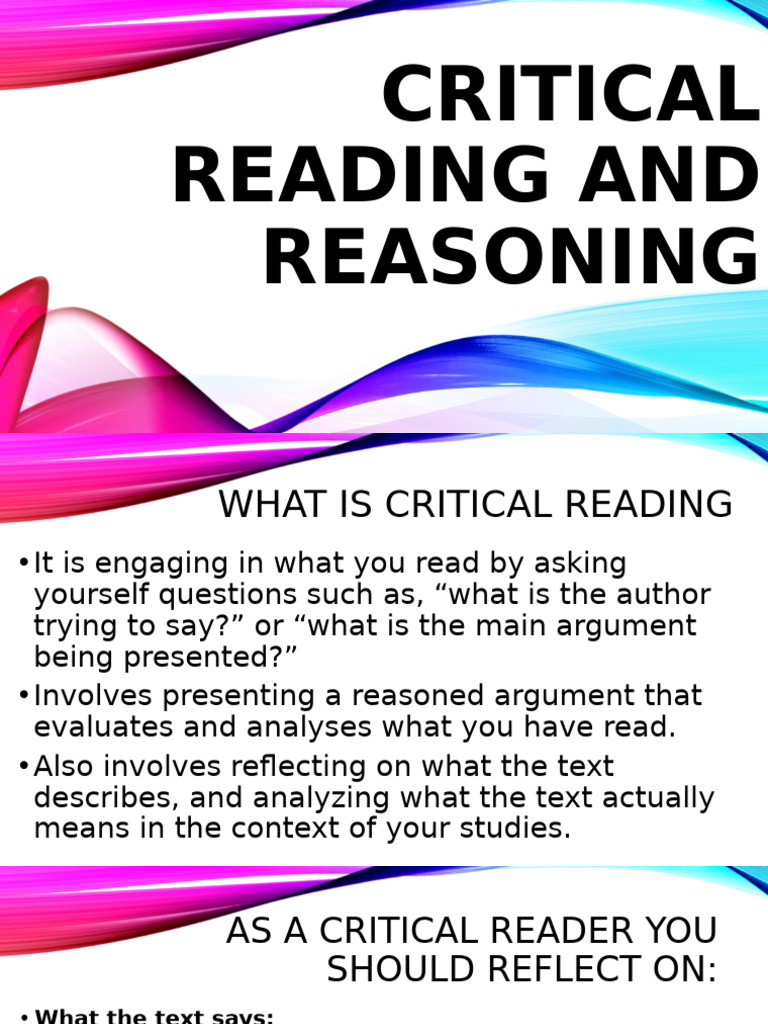 Critical Reading and Reasoning | PDF | Speed Reading | Cognition
