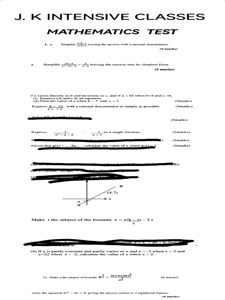 Mathematics Test | PDF