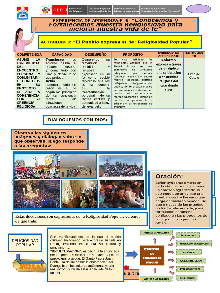 EXP APREND. 6 Act 3 RELIGIOSIDAD POPULAR | PDF | Fe | Dios