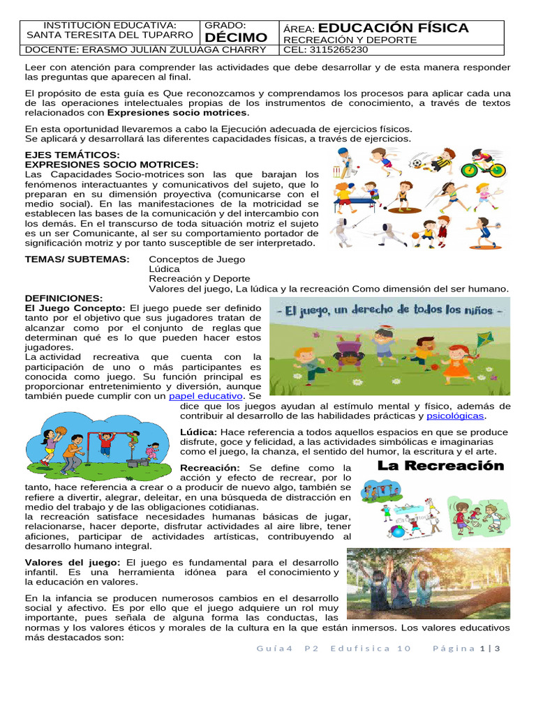 Décimo Educación Física: Expresiones Socio Motrices | PDF