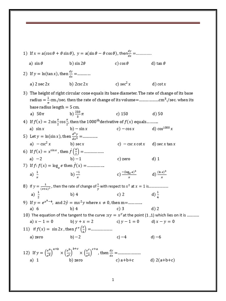 Test 1 on Calculus Unit 1 Model 2 | PDF | Geometric Shapes | Analytic ...