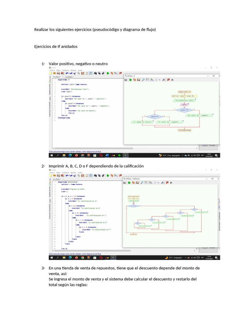 SEMANA 6 - Ejercicios de If Anidados - ALGORITMO If | PDF