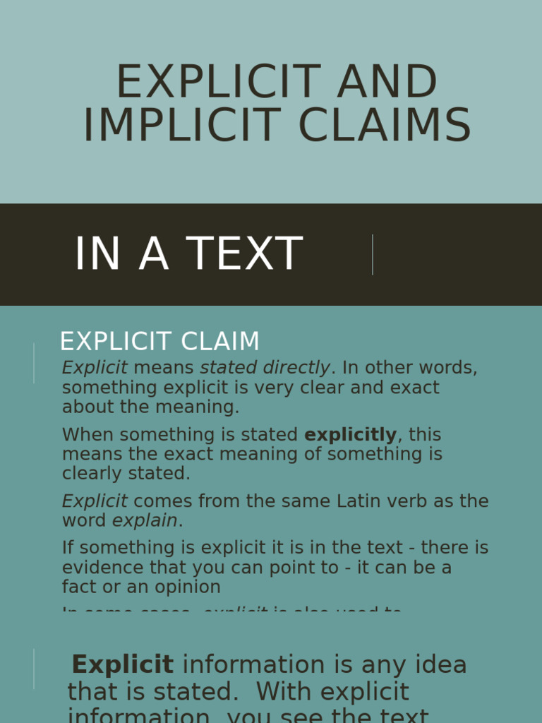 Explicit and Implicit Claims | PDF | Epistemology