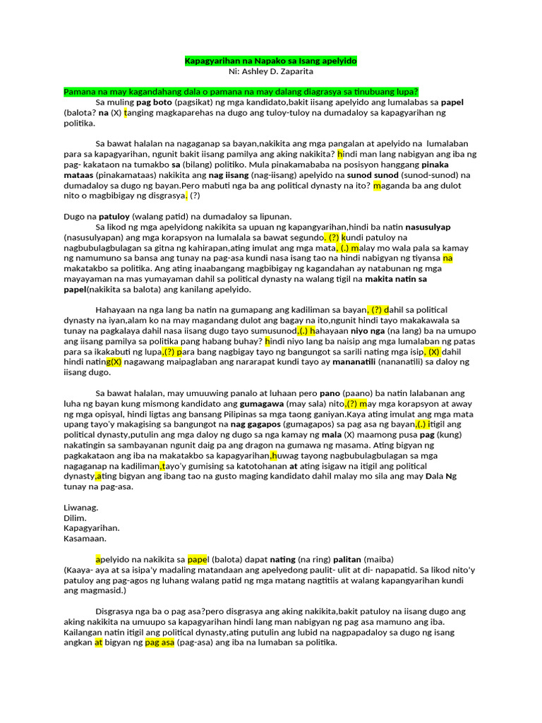 Column-Kapagyarihan Na Napako Sa Isang Apelyido | PDF