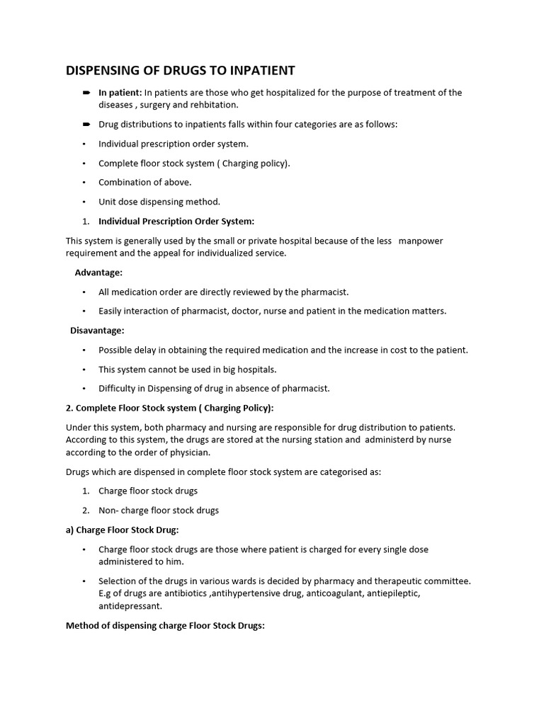 Inpatient Drug Dispensing Systems | PDF | Pharmacy | Hospital