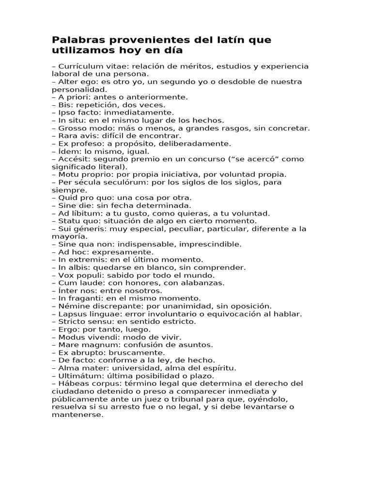Palabras latinas en uso actual | PDF