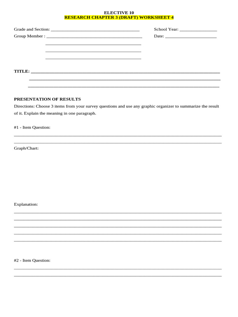 Survey Results Presentation Worksheet | PDF