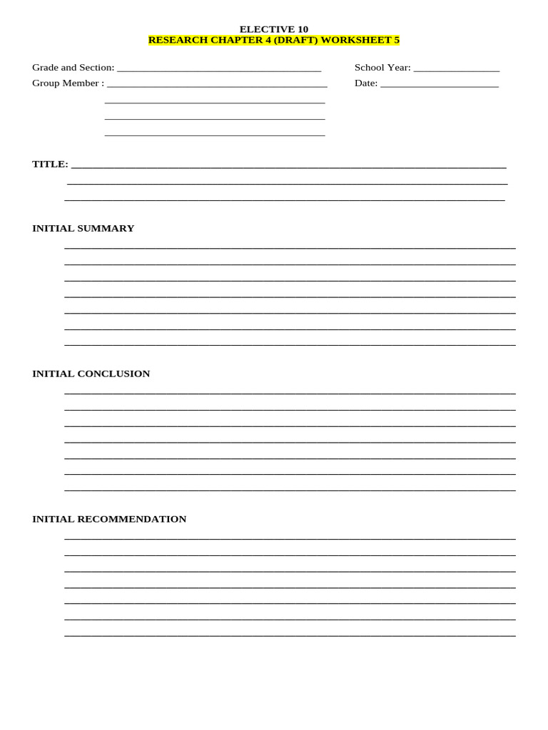 Worksheet - Group Chapter 4 (Draft) 5 | PDF