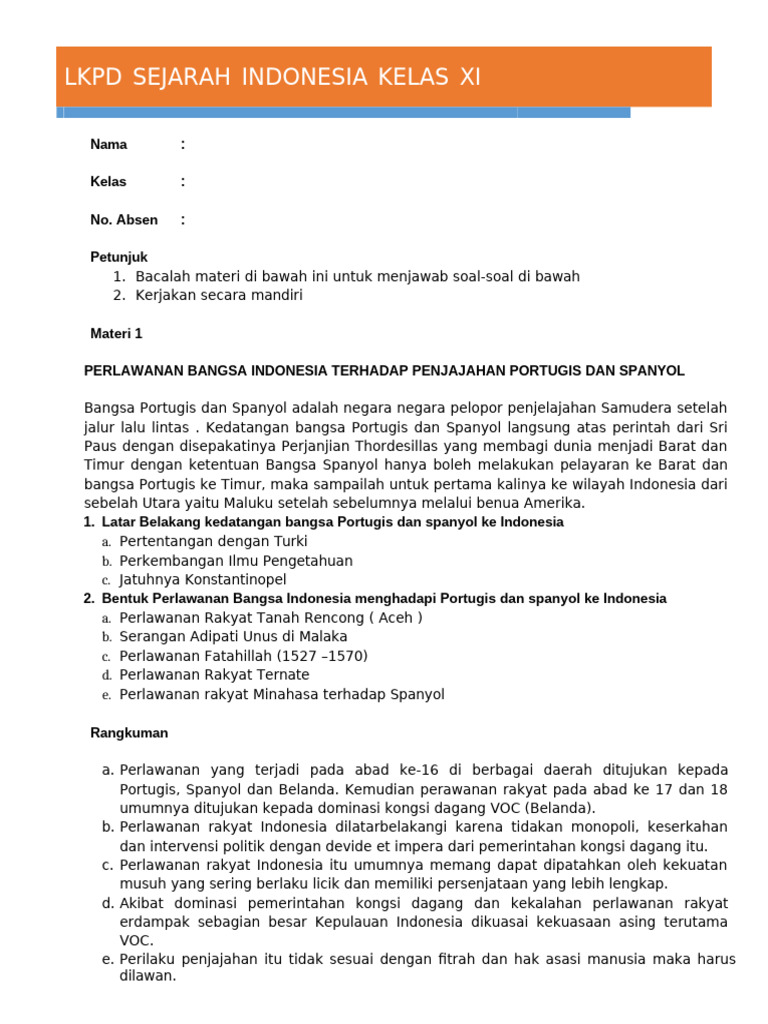 LKPD_SEJARAH_INDONESIA_KELAS_XI | PDF