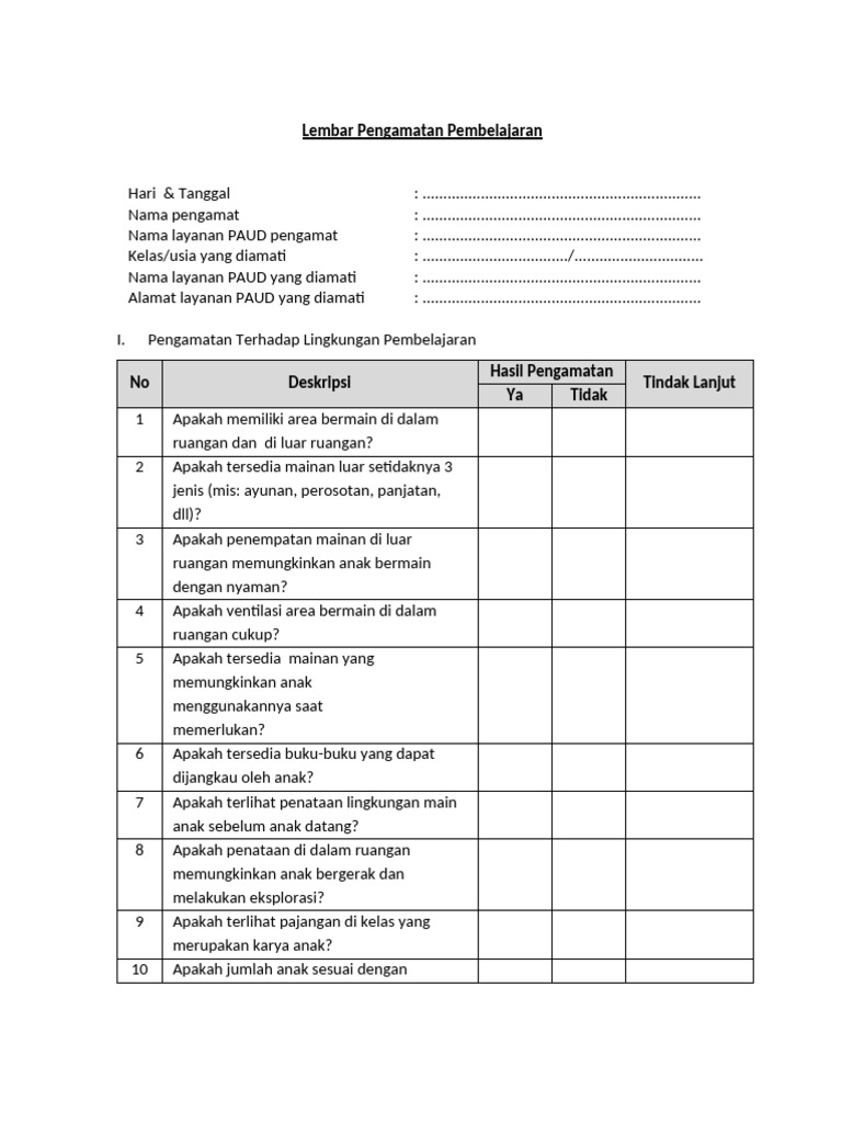 Lembar Pengamatan KBL | PDF