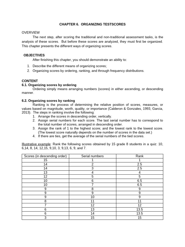 CHAPTER 6 Organizing Test Scores | PDF | Interval (Music) | Mean