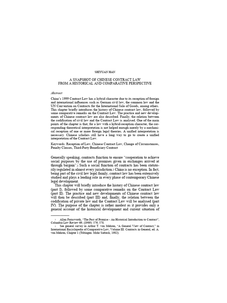 A Snapshot of Chinese Contract Law | PDF | China | World Politics