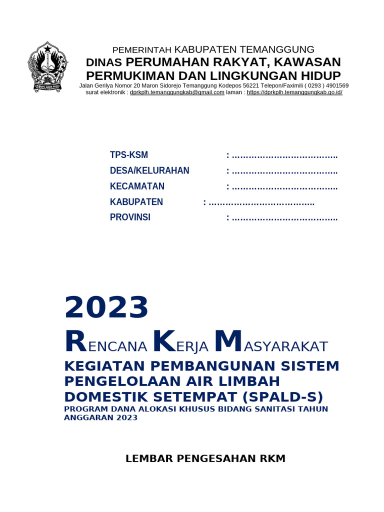 Template RKM Sanitasi Air LimbahTahun 2023 | PDF