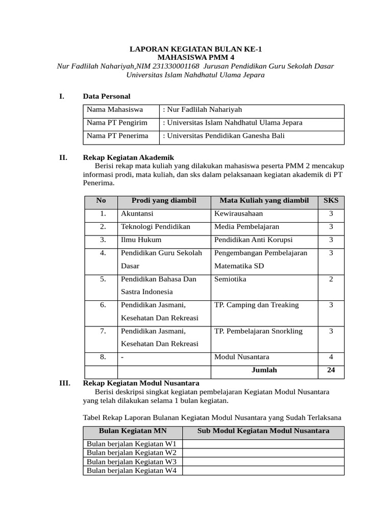 Laporan MBKM PMM Bulan 1 | PDF