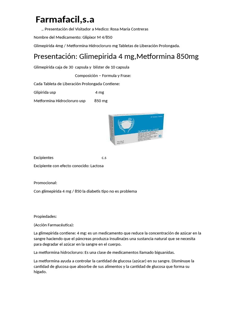 Presentación Del Visitador A Medico | PDF | Medicamentos con receta ...