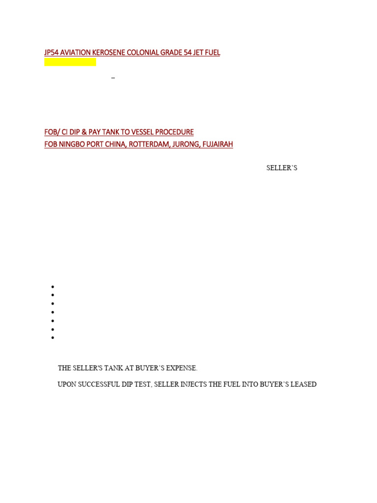 JP54 AVIATION KEROSENE COLONIAL GRADE 54 JET FUEL | PDF