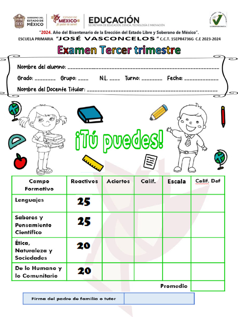 Caratula Examen Tercer Periodo | PDF