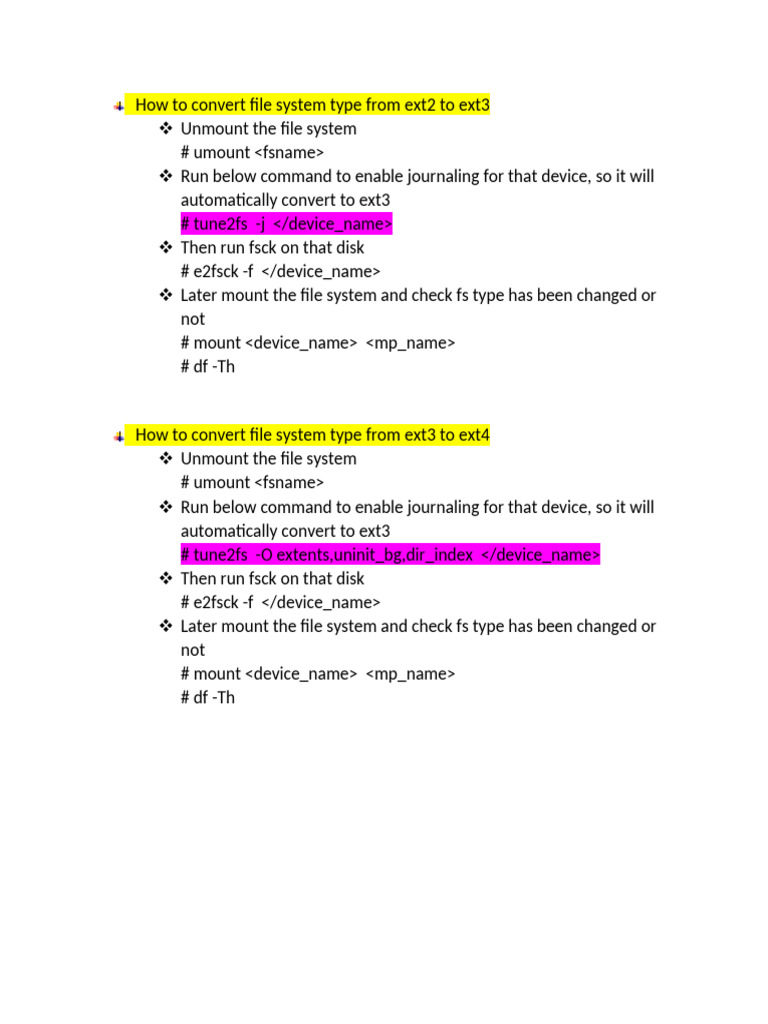 How To Convert File System Type From Ext2 To Ext3 | PDF