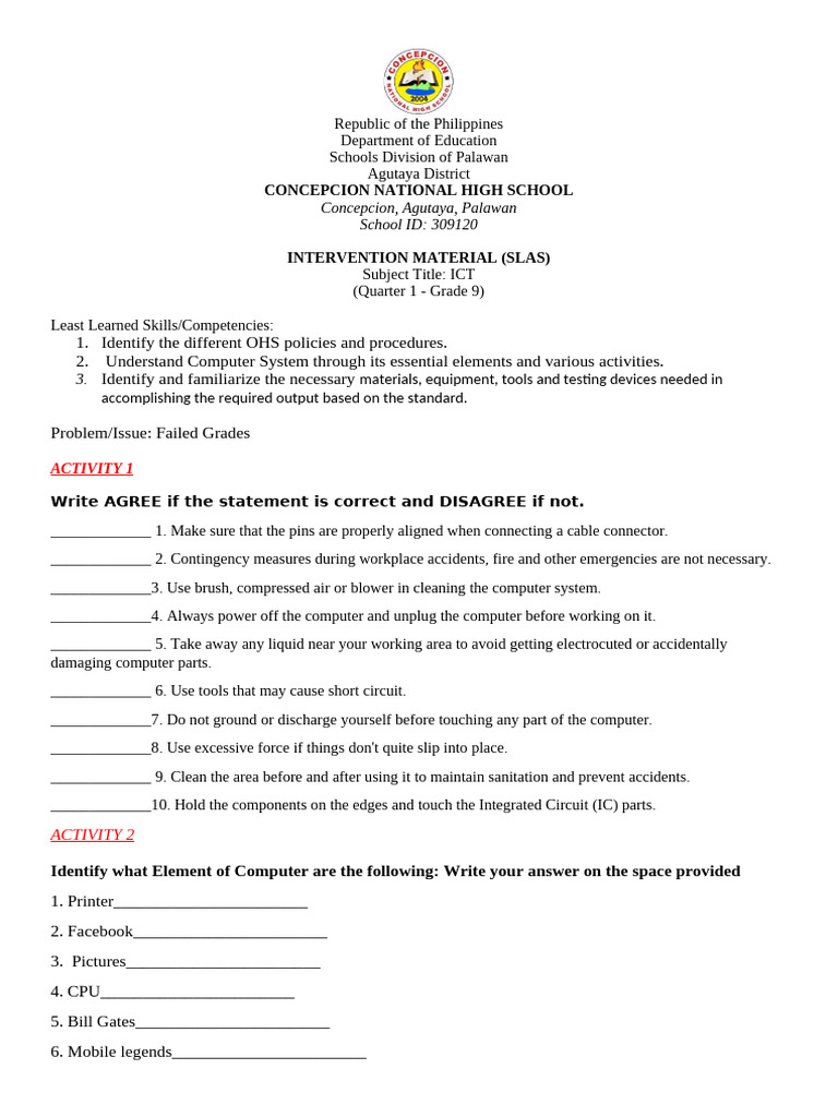 ICT Intervention Material for Grade 9 | PDF | Computer Network ...