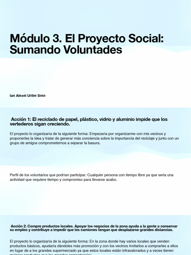 Módulo 3. El Proyecto Social- Sumando Voluntades | PDF