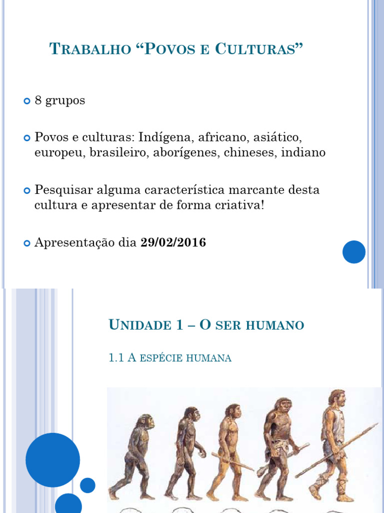 8 Ano - Unidade 1 - o Ser Humano Slide | PDF | Sangue | Homo
