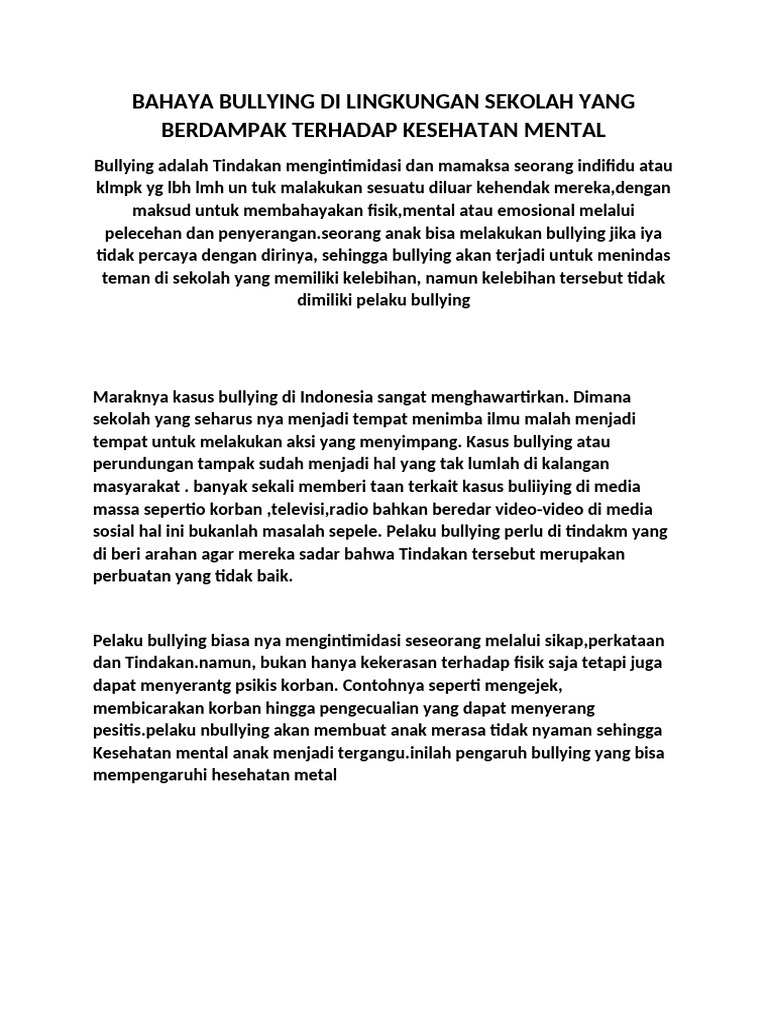 Bahaya Bullying Di Lingkungan Sekolah Yang Berdampak Terhadap Kesehatan ...