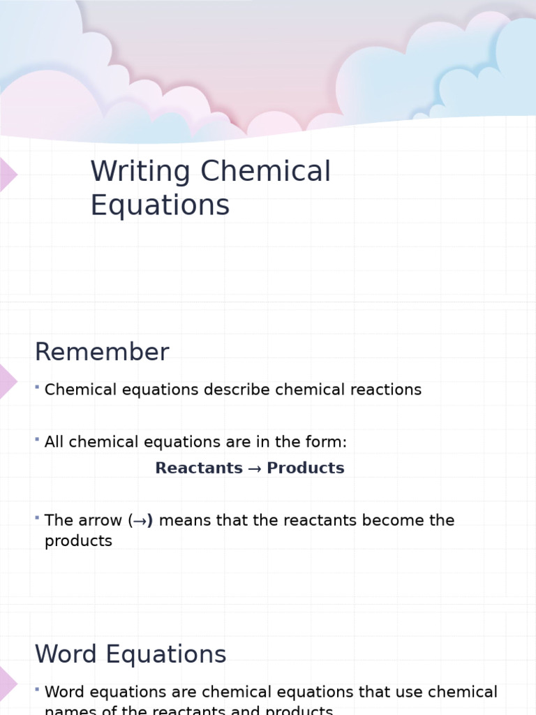 Writing Chemical Equations Guide | PDF