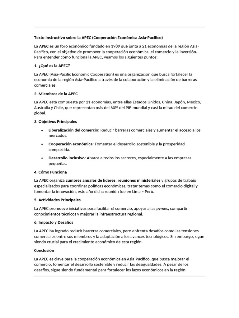 Texto Instructivo Sobre La APEC | PDF