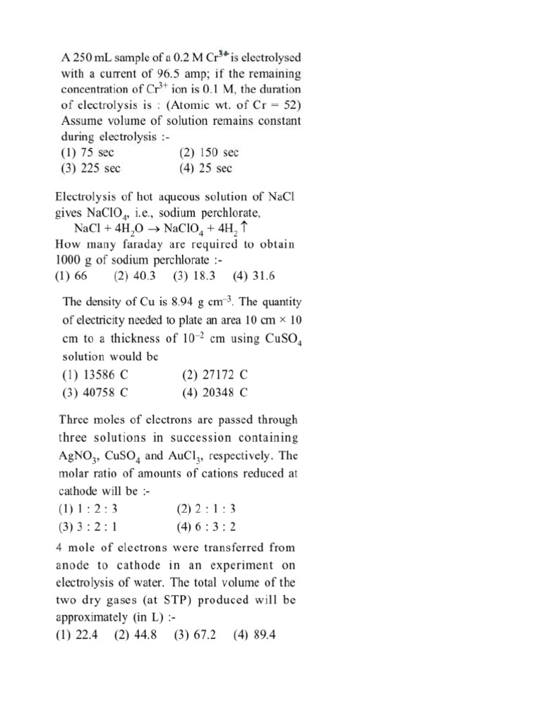 Electrochemistry Exam Key | PDF