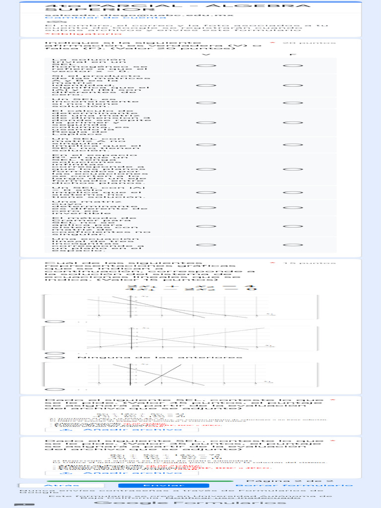 4to PARCIAL - ÁLGEBRA SUPERIOR | PDF | Matriz (Matemáticas) | Ecuaciones