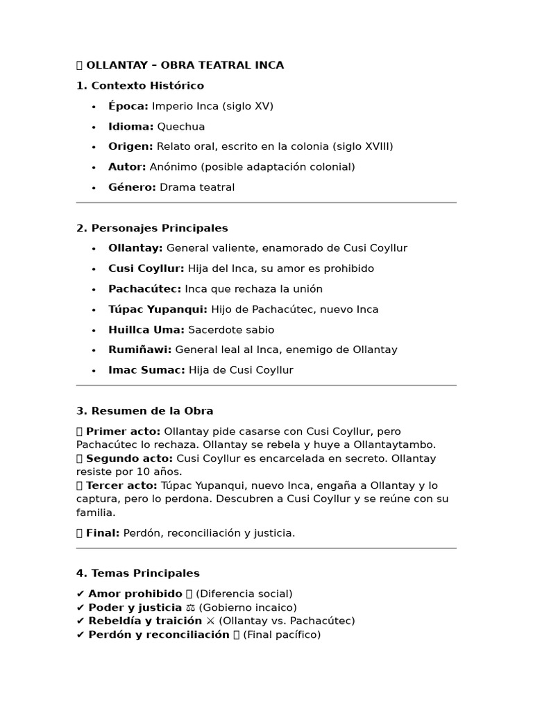 Ollantay: Drama Inca en Quechua | PDF