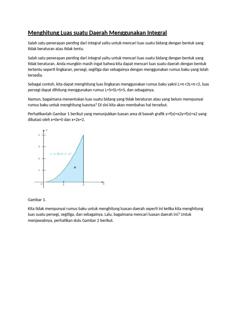 Menghitung Luas Suatu Daerah Menggunakan Integral | PDF