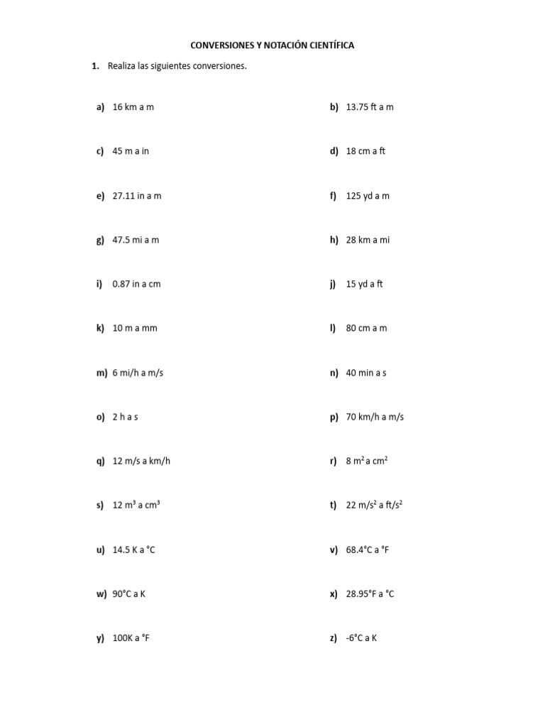 Conversiones y Notaci-N Cient-Fica | PDF