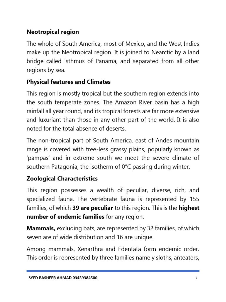 Neotropical and Nearctic Fauna Overview | PDF | Reptile | Amphibian
