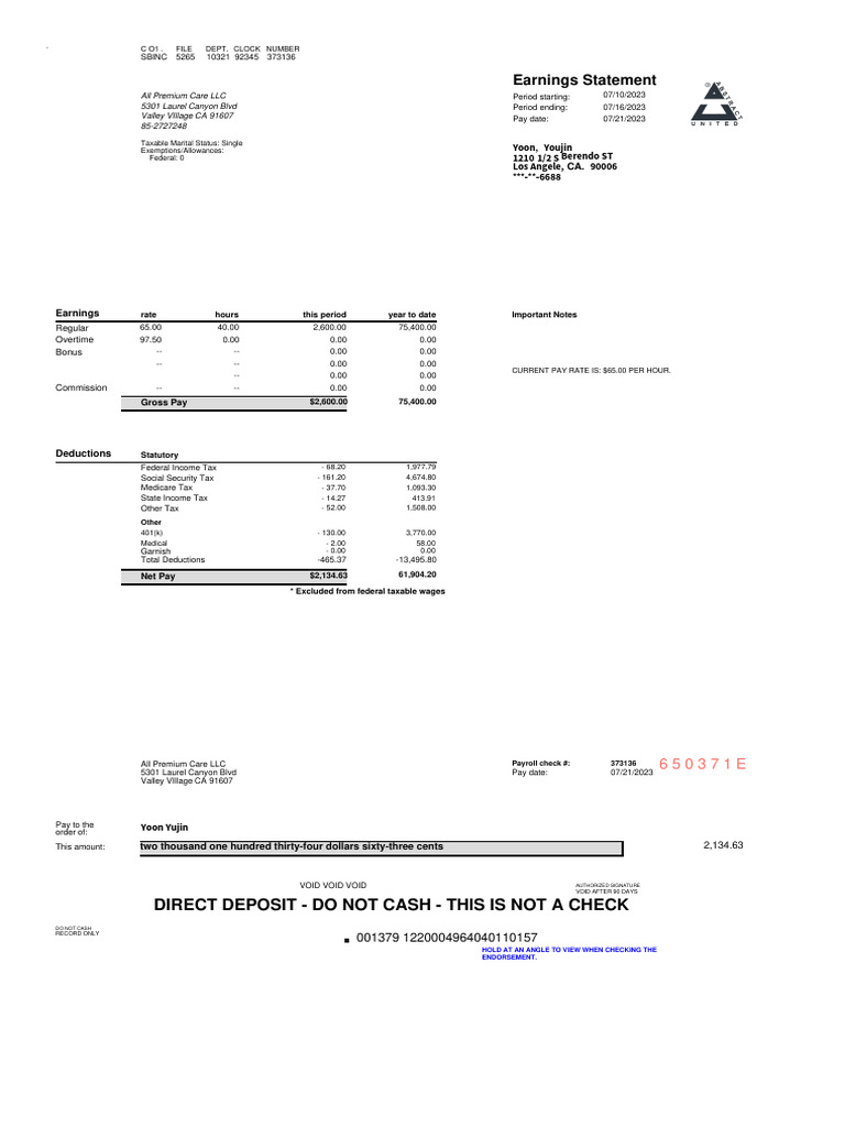 Mejia Paystubs | PDF | Payroll | Tax Deduction