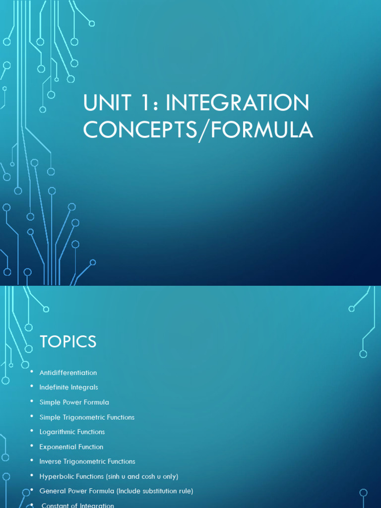 1 Unit 1 A Integration Concepts And Formulas Pdf Integral Function Mathematics