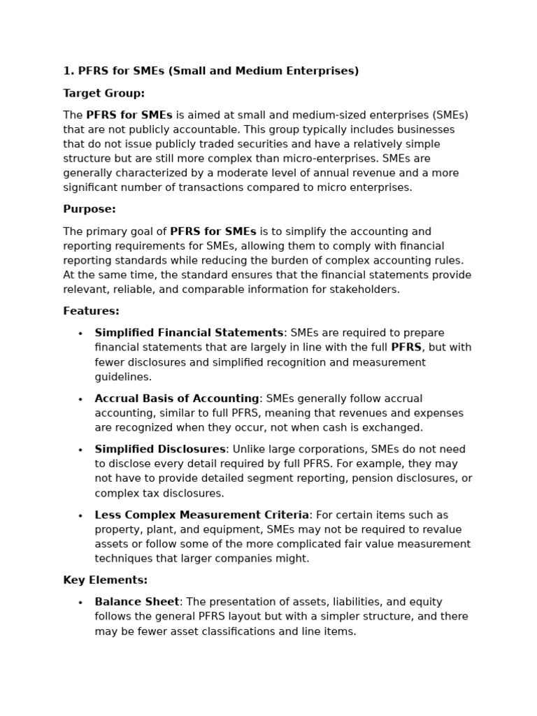PFRS for SMEs: Simplified Reporting Standards | PDF | Small And Medium ...