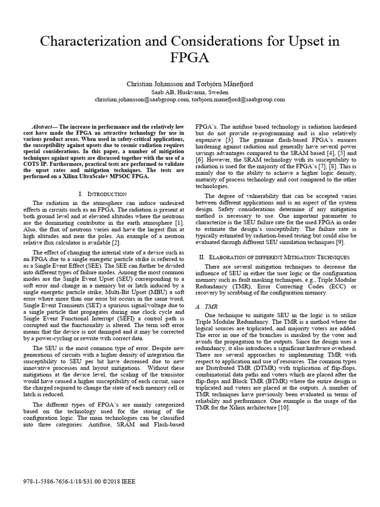Characterization and Considerations For Upset in FPGA | PDF | Error Detection And Correction ...