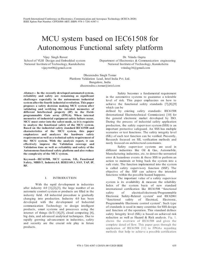 MCU System Based On IEC61508 For Autonomous Functional Safety Platform ...