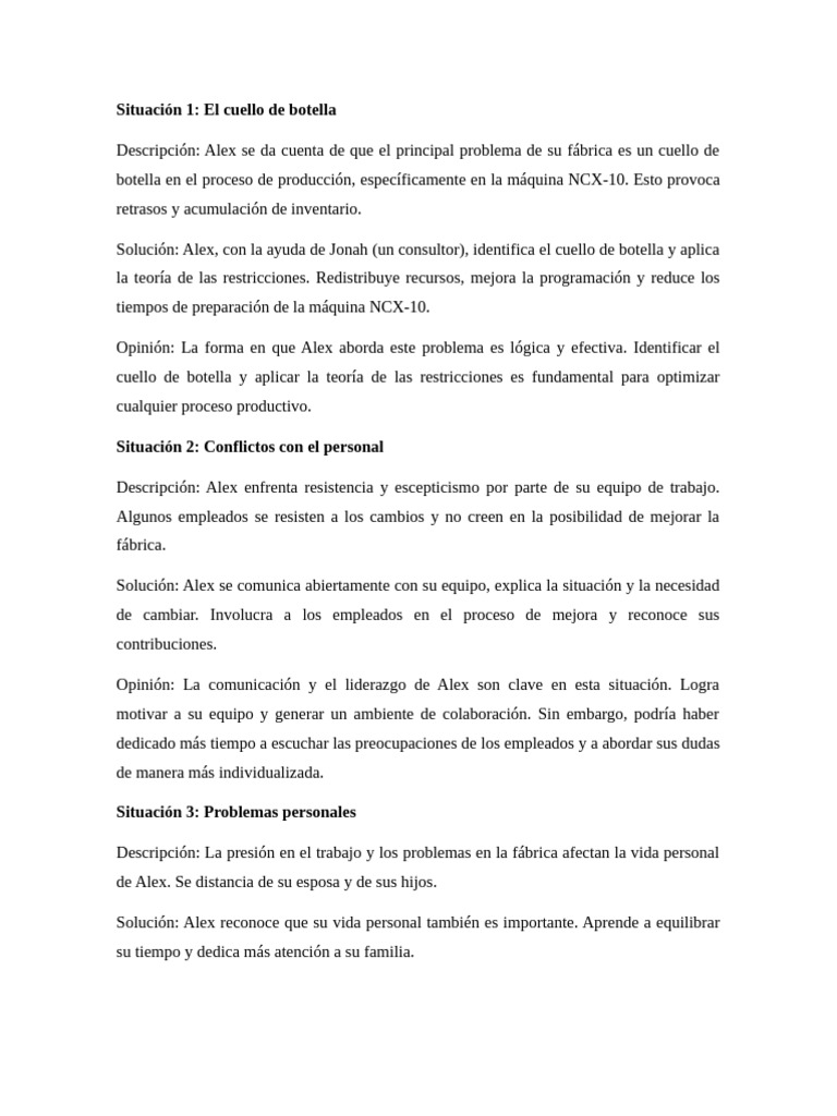 II8B M.C.U1 Análisis Del Libro The Goal Tzab Martin | PDF