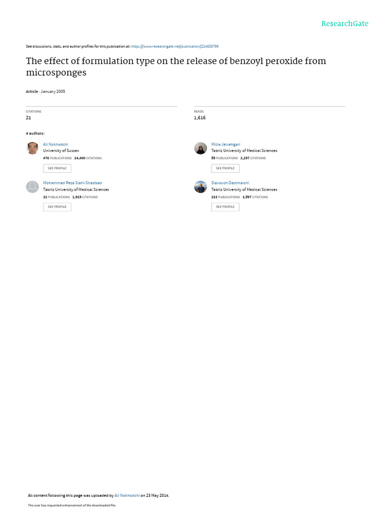 The Effect of Formulation Type On The Release of B | PDF | Topical ...