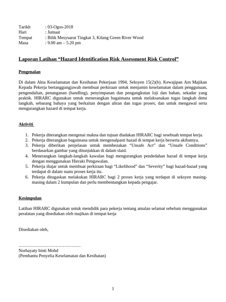 HIRARC Training | PDF