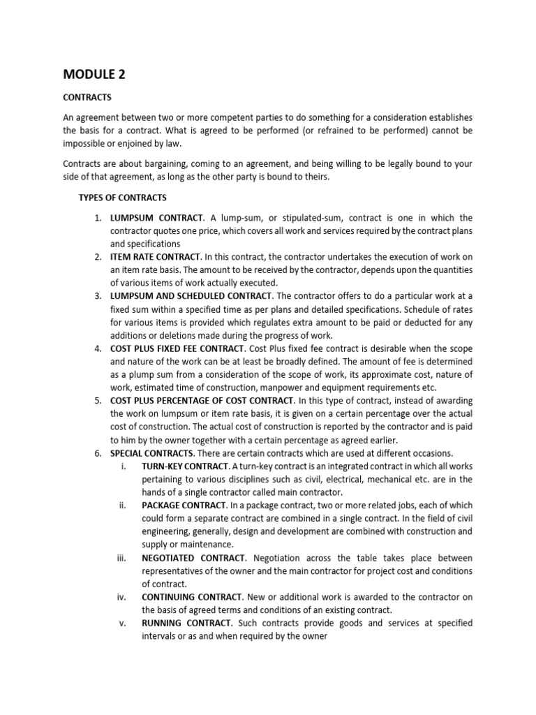 Copy of Module 2 - Contracts and Specifications | PDF | Business Law ...