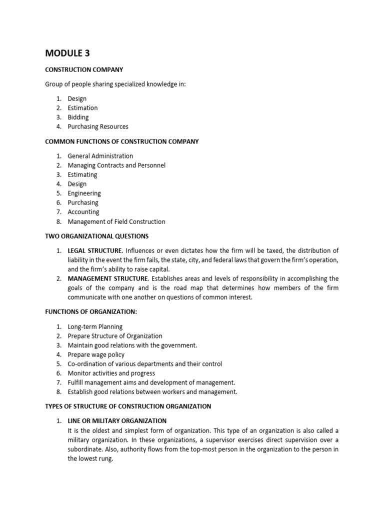 Module 3 - Construction Project Organization | PDF | Project Management ...
