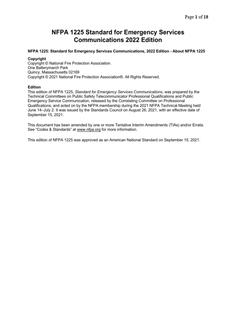 NFPA 1225 Chapter 18 | PDF | Radio | Antenna (Radio)
