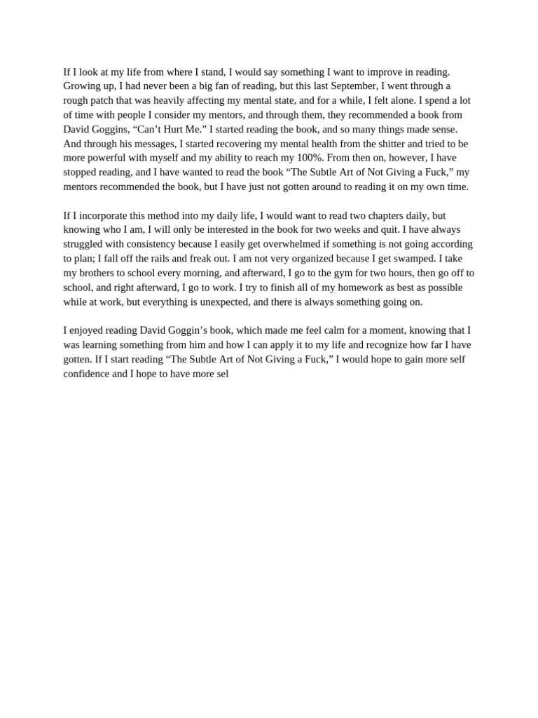 What Can I Do To Improve My Life | PDF