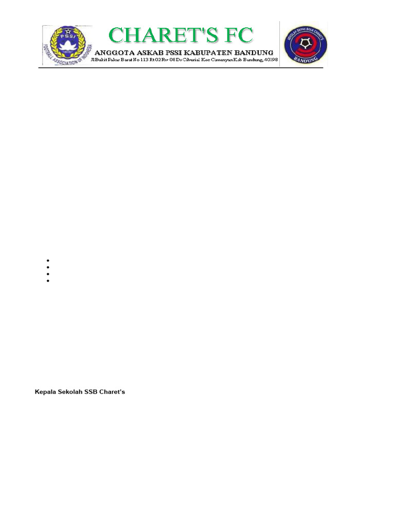 Proposal Bantuan Operasional SSB Charet's | PDF