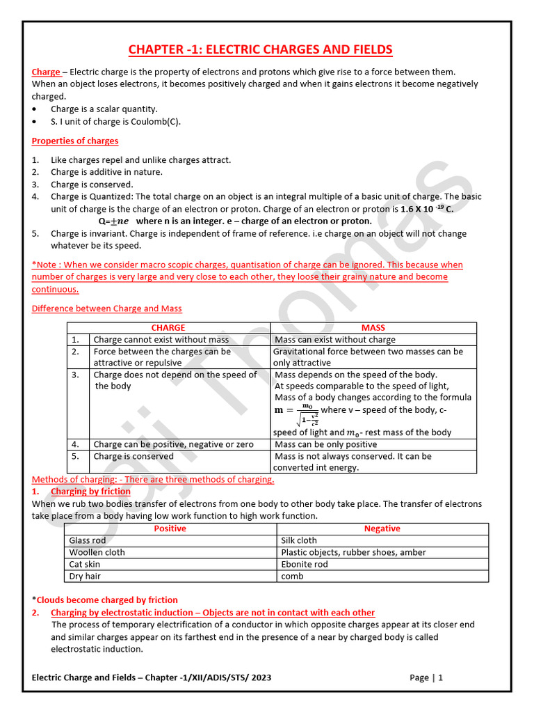 Electric Charges and Fields Overview | PDF | Electric Field | Flux