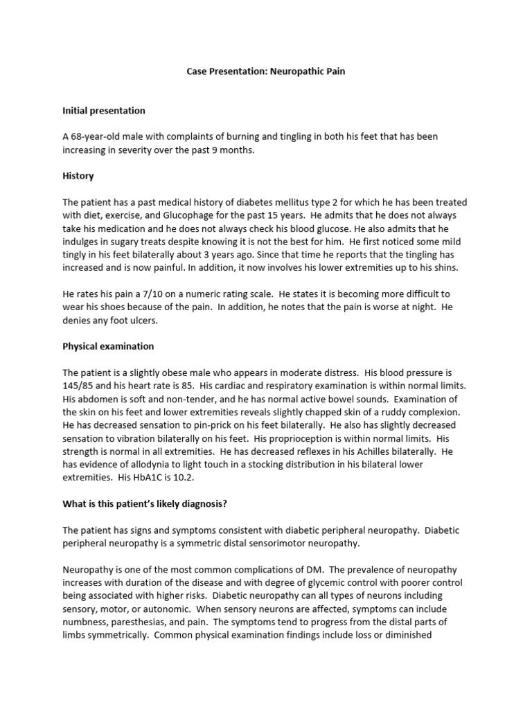 Diabetic Peripheral Neuropathy Case Study | PDF | Peripheral Neuropathy ...