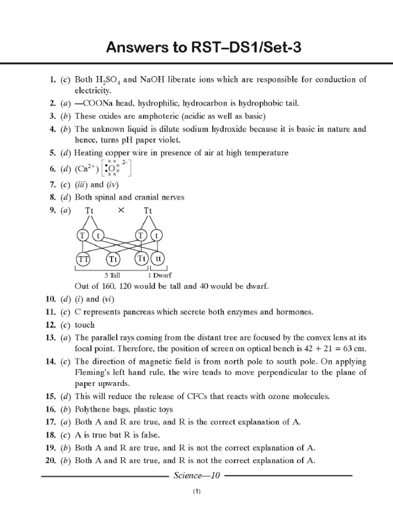 Science-10 - Set-3 (Ans) - DS1 | PDF